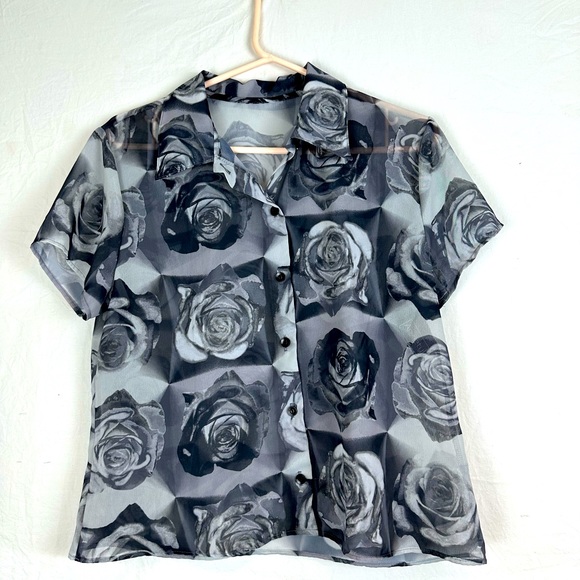 Anxiety | Tops | Vintage Anxiety Y2k Rose Blouse | Poshmark